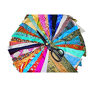 Rajbhoomi 25 Pieces of Vintage Silk Remnants, Silk Fabric Scraps, Easter Egg Dyeing Silk Scraps, Silk Recycled Craft Fabric (8" X 8" Inches)