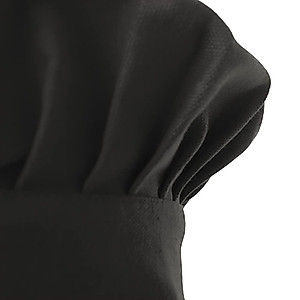 TopTie Chef Hat for Kid & Adult, Cotton Elastic Adjustable Kitchen Cooking Baking Hat-Black-S