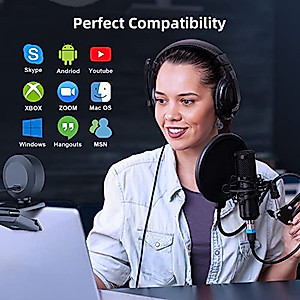 VITADE Streaming Webcam with Adjustable Ring Light, Full HD 1080P Webcam with Dual Microphones and Advanced Auto-Focus,Pro Web Camera for Online Learning, Zoom Meeting Skype Teams, Gaming Laptop