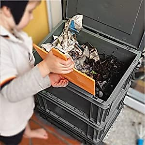 Storage Compat Storage Bin, Nettuno 4323-B06, Plastic Stacking Container, Lidded Storage Bin, Hardware and Tool Storage, Collapsible Bin, Black, 15.75x11.81x8.66 Inches, Medium Size, Individual Pack