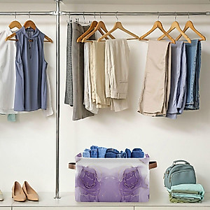 susiyo Storage Baskets for Shelves,Large Closet Baskets with Handles Collapsible Rectangular Canvas Fabric Storage Bin for Home (Purple 2 Pack, 14.2" L×10.2" W×8.3" H)