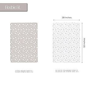 Ely’s & Co. Crib Sheets, Baby Boy/Girl Fitted Crib Mattress Sheet Set, 2 Pack, 100% Jersey Knit Cotton, Infant and Toddler Nursery Bedding, Tan Drawn Star, 28” x 52”