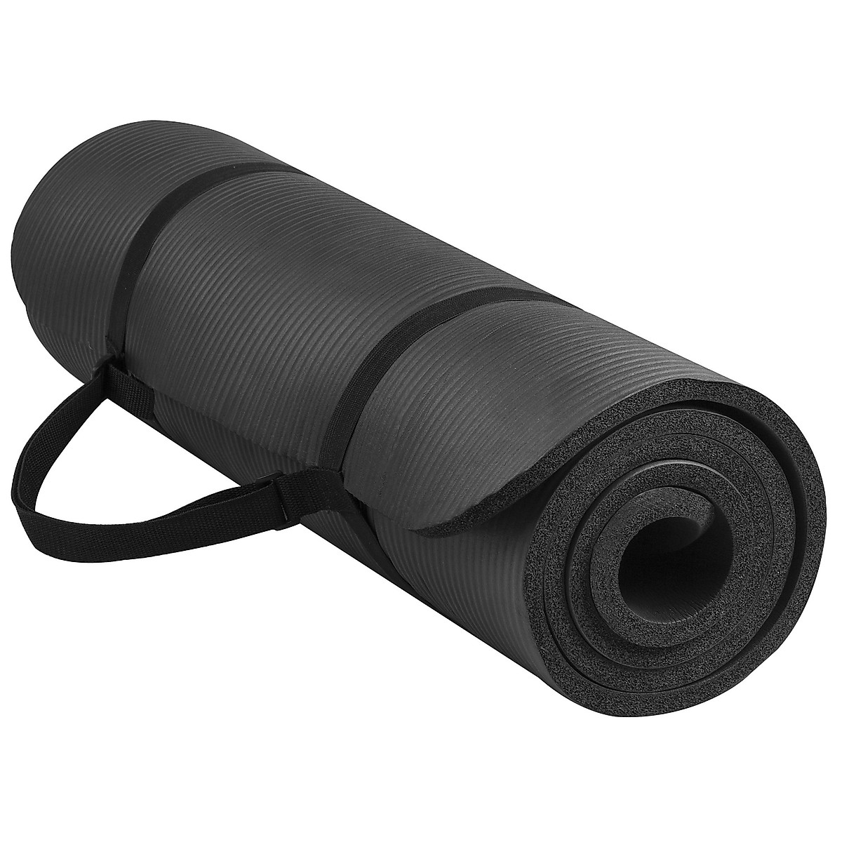 Fitvids All Purpose 1/2-Inch Extra Thick High Density Anti-Tear Exercise Yoga Mat with Carrying Strap and Yoga Blocks, Black