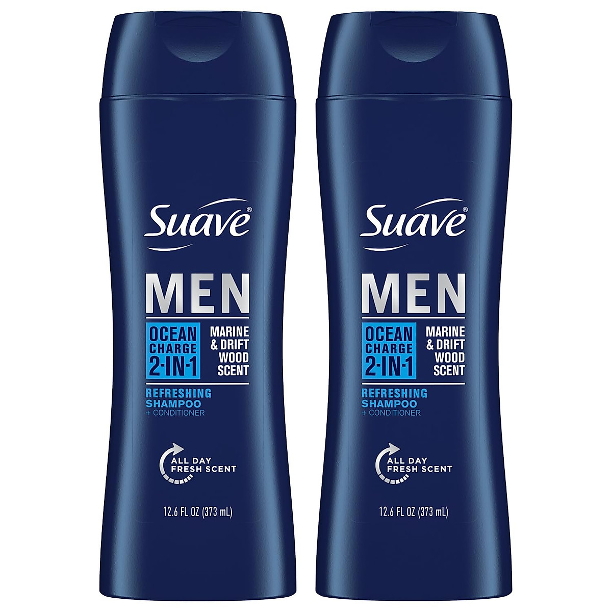Suave Men Shampoo and Conditioner 2 in 1 Ocean Charge – Vitamin & Moisture-Rich Mens Shampoo and Conditioner Set in One Recyclable Bottle, Fresh, Clean Scent, 12.6 Oz Ea (Pack of 2)