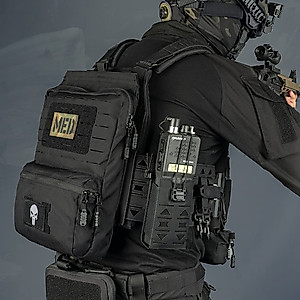 Tactical Radio Pouch MOLLE Radio Holster Compatible with 148/152 MPU5 Baofeng Radio Case Bag Walkie Talkies Rifle Mag with Elastic Cord 500D Nylon (Black)