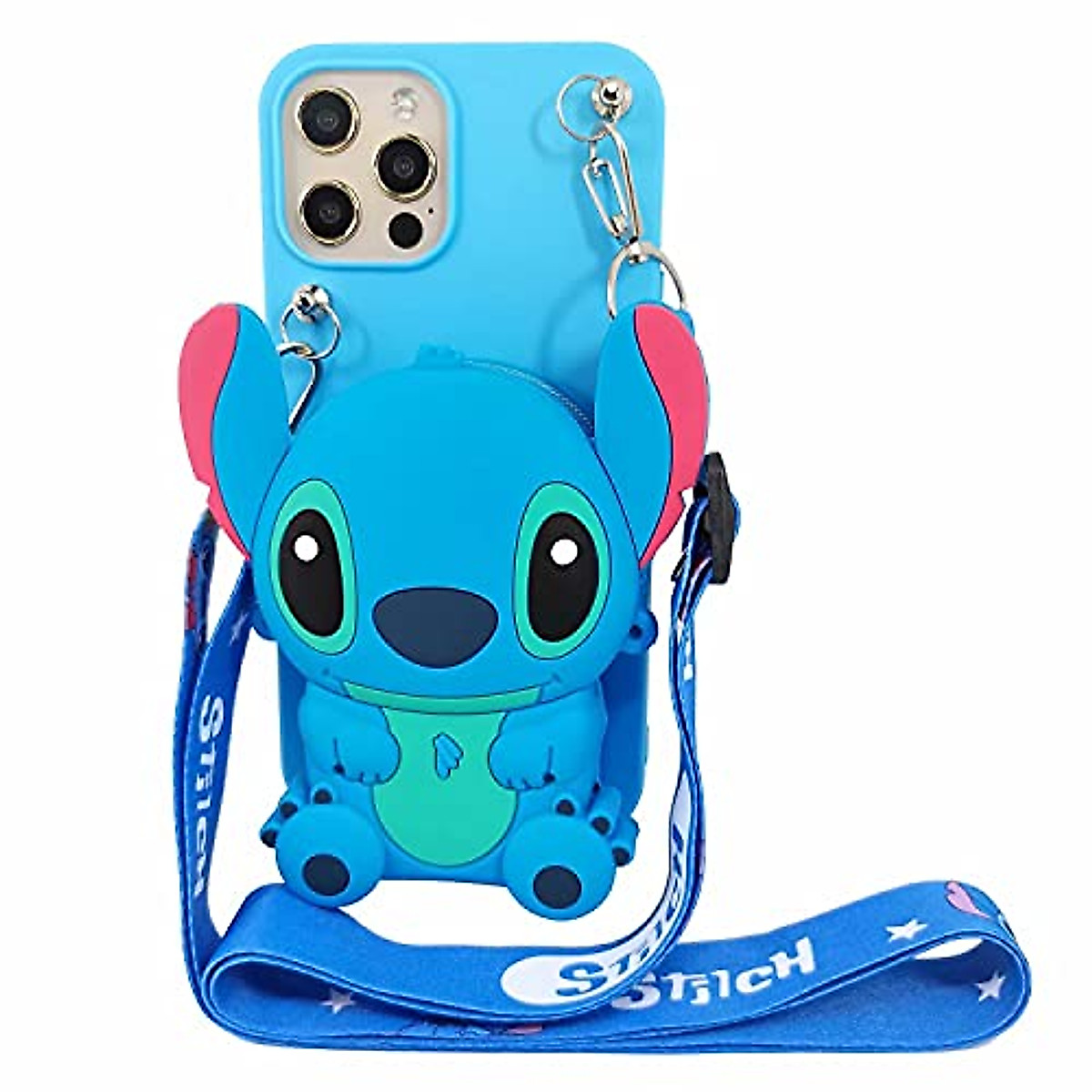 DiDicose Case Compatible with Samsung Galaxy A32 5G Cute 3D Cartoon Purse Wallet with Lanyard Wrist Strap Soft Silicone Cover Camera Lens Protector for Samsung Galaxy A32 5G Alien Dog Blue