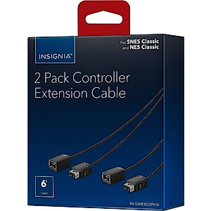 Insignia 6 ft. (2-pack) Controller Extension Cable for Nintendo SNES Classic and Nintendo NES Classic Controllers - Black