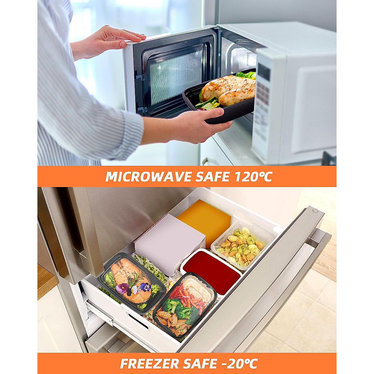 Lzerking Meal Prep Containers - 60 Pack 32oz Reusable Food Storage Containers with Lids, Extra-Thick, Disposable Bento Box, BPA-Free, Microwave, Freezer, and Dishwasher Safe