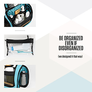 VENTURE 4TH Hanging Travel Toiletry Bag for Women & Men - Travel Organizer with Expandable Compartments & Removable Clear Pouch for Toiletries (Light Blue)