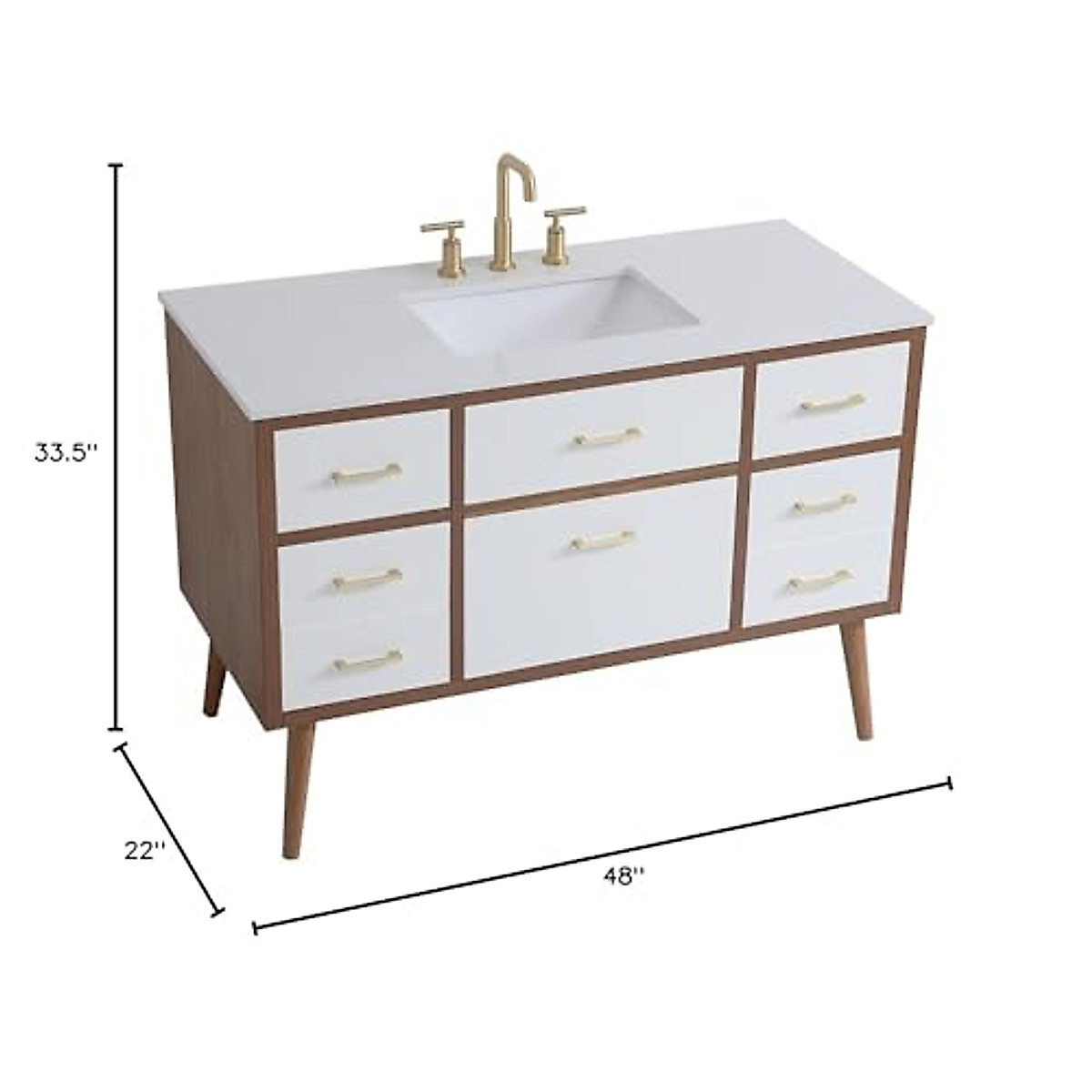 Elegant Kitchen and Bath 48 inch Bathroom Vanity Cabinet - White