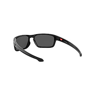 Oakley Men's OO9408 Sliver Stealth Square Sunglasses, Polished Black/Black Iridium Polarized, 56 mm
