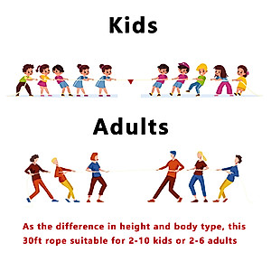Tug of War Rope for Kids and Adults, Natural Twisted Cotton Rope, Outdoor Games Set Perfect for Carnival Team Building Activities, Field Day Family Reunion Birthday Party Game, Outside Yard Lawn Games
