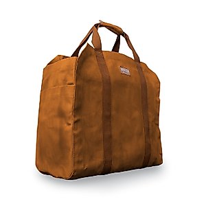Hudson Durable Goods Premium Quality Waxed Canvas Firewood Carrier - 20” W x 17” H Large Firewood Bag with Enclosed Sides, Webbed Cotton Straps, & 2 Big Pockets - Water Repellent Fireplace Log Holder