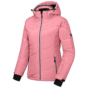 Little Donkey Andy Women's Warm Windproof Ski Insulated Jacket Water Repellent Winter Snowboarding Snow Coat With Detachable Hood Pink XL