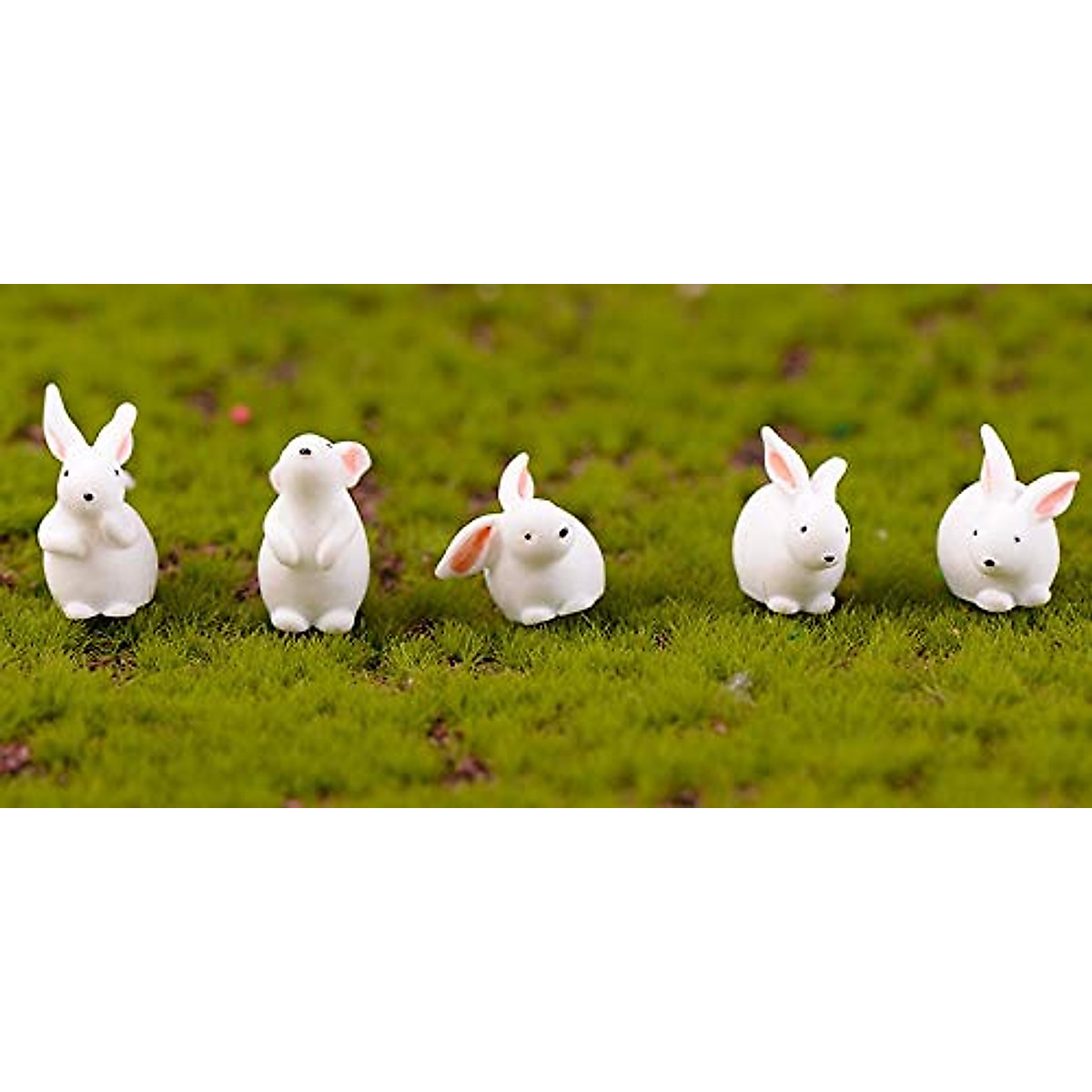 Exasinine Mini Rabbits Easter Bunny Miniature Figurines Animals Model Fairy Garden Miniature Moss Landscape DIY Terrarium Crafts Ornament Accessories for Home Décor (Rabbit, Pack of 20)