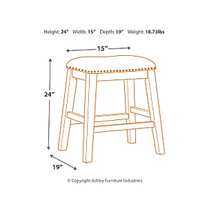 Signature Design by Ashley Caitbrook Rustic 24.4" Counter Height Upholstered Barstool, 2 Count, Gray