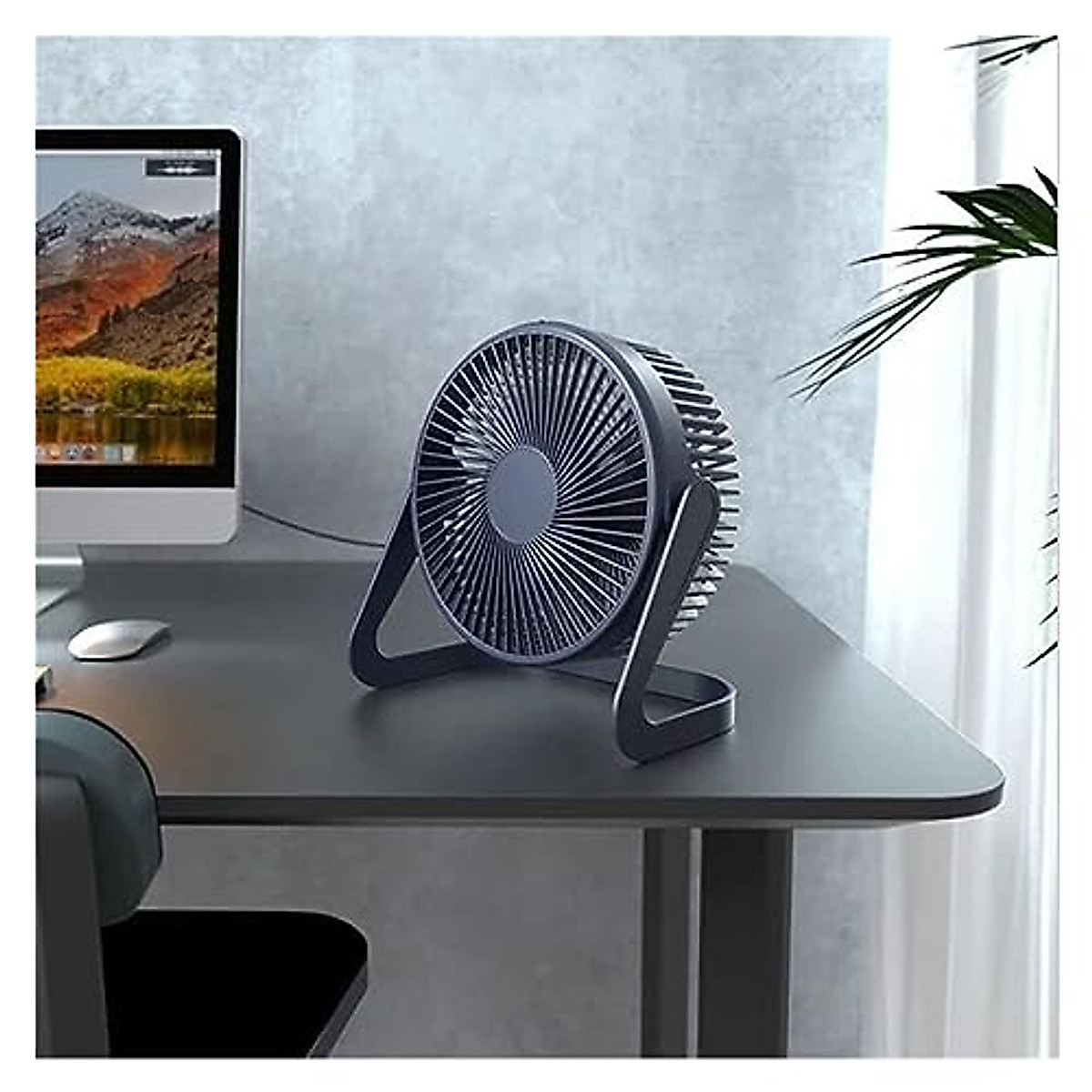 DHAEY Mini Fan Fan USB Plug-in Desktop Fan, Mini Fan with 5 Large Wind Blades, 360° Rotation Adjustable Angle Desk Fan Outdoor