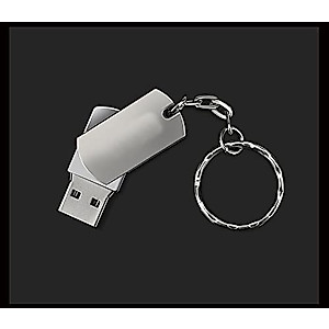 304 Stainless Steel USB 3.0 Flash Drive with Metal Lanyard/Key Chain,20Mb/S High Speed Data Transmission,32GB 64GB 128GB (64GB,Silver)