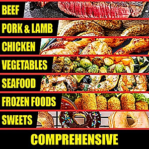 Air Fryer Magnetic Cheat Sheet - Large Print Easy to Read Airfryer Accessory - Air Fryer Cooking Times Chart Magnet, Air Fryer Cookbook Guide, Air Fryer Cheat Sheet, Air Fryer Oven Accessories (Red)