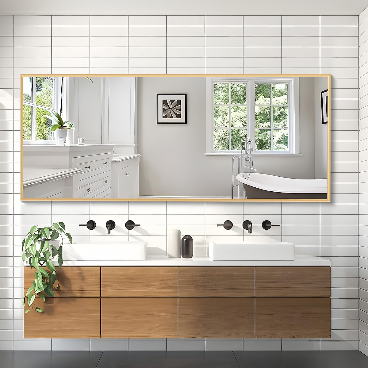 GLASHOM Full Length Mirror,21" x 64" Full Body Mirror,Gold Standing Mirror Full Length Rectangle Floor Mirror Full Length Frame Bedroom Hanging or Leaning Against Wall Dressing Floor Mirror