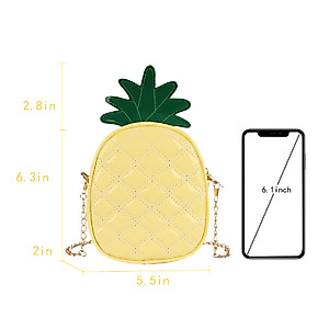 Goclothod Women Pineapple Shoulder Bag Mini Crossbody Bag Chain Purse