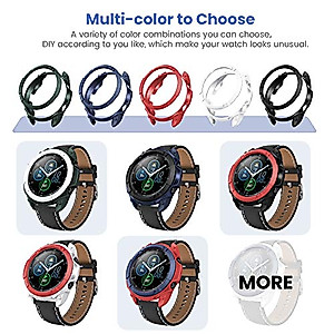 Goton 3 in 1 Accessories for Samsung Galaxy Watch 3 45mm, 1 Rugged TPU Armor Bumper Case +2 Tempered Glass Screen Protector Films + 1 Bezel Ring for Galaxy Watch 3 45mm (Black,45mm)