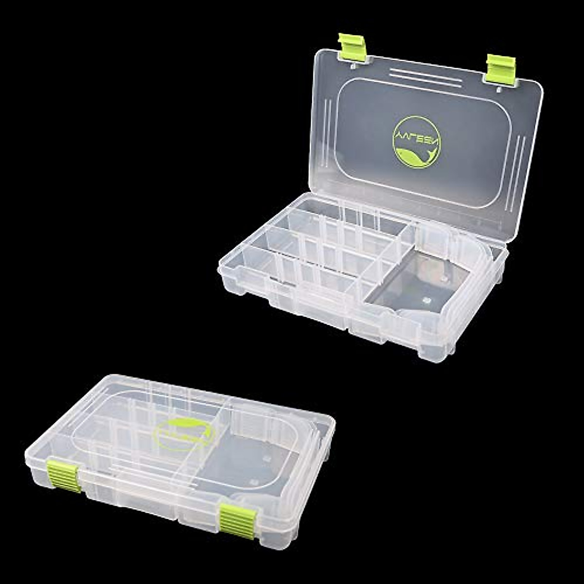 YVLEEN Fishing Tackle Boxes - 3600 3700 Tackle Box Plastic Storage Organizer Box with Removable Dividers - 2packs/4packs Tackle Trays - Included 2pcs of Extra Clip