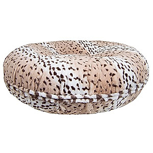 BESSIE AND BARNIE Signature Aspen Snow Leopard Luxury Extra Plush Faux Fur Bagel Pet/Dog Bed (Multiple Sizes)