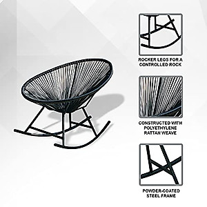 XBrand Hammock Weave Rocking Patio Chair, Black