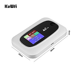 KuWFi 4G LTE Mobile WiFi Hotspot Travel Router Partner Wireless SIM Routers with SD SIM Card Slot Support LTE FDD/TDD Work for USA/CA/MX Europe Africa Asia Oceania Almost Universal