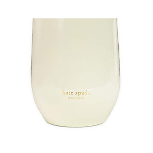 Kate Spade New York Insulated Bridal Stainless Steel Wine Tumbler, 16 Ounce Double Wall Tumbler for Bride to Be, Stemless Travel Cup with Lid, Miss to Mrs. (White)
