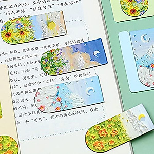1PC Magnetic Bookmarks for Books, 2 Sides Printed Magnet Page Markers Magnetic Page Clips Small Bookmark for Book Lovers Tudents, Teachers(A)