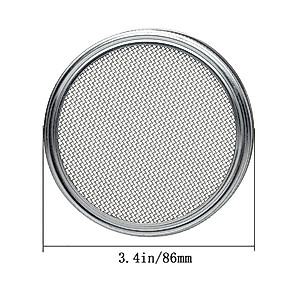 ccHuDE 3 Pcs 304 Stainless Steel Sprouting Lids Mason Jar Sprout Lids Screen Mesh Canning Jar Lids Wide Mouth Jar Cover Lids for Growing Bean