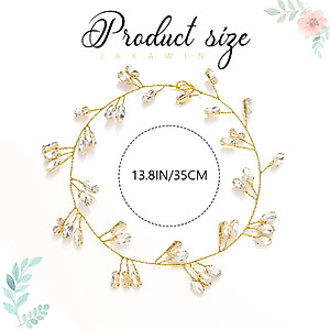 JAKAWIN Bride Rhinestone Wedding Hair Vine Crystal Hair Piece Bridal Headpiece Hair Accessories for Women and Girls HV190 (2 Gold)