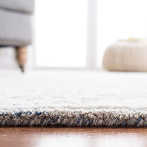 SAFAVIEH Glamour Collection 9' x 12' Blue/Ivory GLM651M Handmade Premium Wool Area Rug