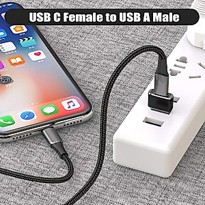 Basesailor USB to USB C Adapter 2Pack,Type C Female to A Male Power Adapter for iPhone 16 15 14 13 Mini Pro Max,CarPlay,Airpods,iPad Air 4 5,Samsung Galaxy Note 20 S24 24 S23 FE Plus Ultra,Google 9 8