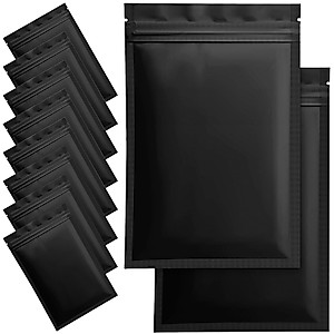NIKUY 100 Pack Smell Proof Mylar Bags for Food Storage - 3 x 4.5 Inch Resealable Packaging Pouch Bags Matte Black