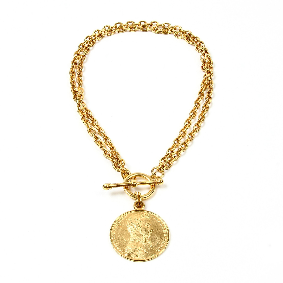 Ben-Amun Jewelry "Moroccan Coins" Collection, Long and Sort Gold Plated New York Fashion Jewelry, Toggle Necklace, One Size (50640)
