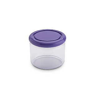 OMADA Acrylic Airtight Storage Container: Sugar Flour Container and Pasta Container - Storage Jar for Food Toiletries Office Supplies - Dishwasher Safe Storage Container Cylinder - 16 Oz – Violet Lid