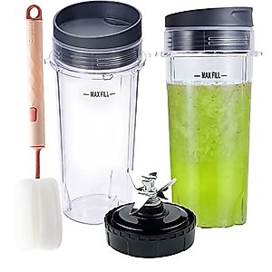 Replacement Parts for Nutri Ninja, 6Fin Blender Male Blade and cups Set for Blender BL660 BL770 BL780 BL740 etc. (6-pack)