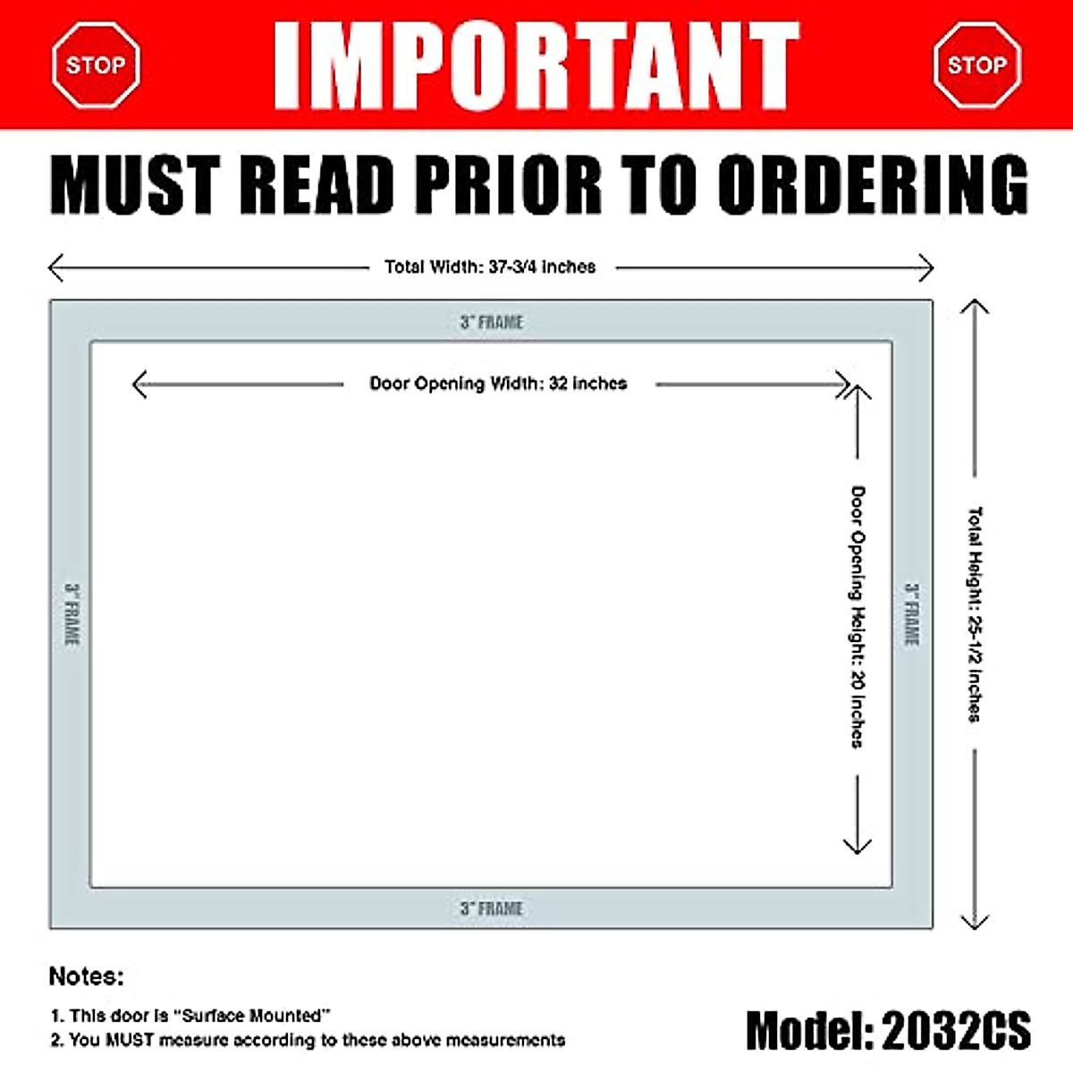 Crawl Space Access Door - Read Instructions Prior to Ordering (Black, for 20" Height x 32" Width Openings)