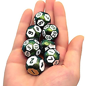 UONUOT 7pcs DND Football Metal Dice Set D&D Polyhedral Dice for Dungeons and Dragons Role Playing Dice Games RPGs (Green)