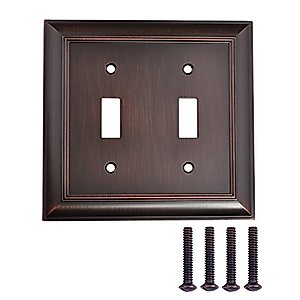 Amazon Basics Double Toggle Light Switch Wall Plate, Oil Rubbed Bronze, Set of 2