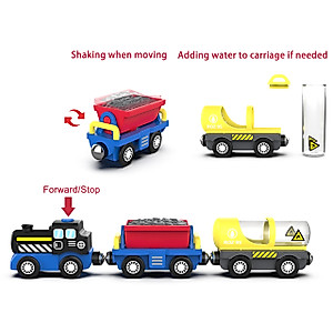 Train Accessories Battery Operated Locomotive Train, Engineering Train Fits All Train Set for Toddlers, Engine Powerful Train Toys for Wooden Railway System, Train for Kids