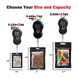 200 PCS 5x8 Mylar Bags with Clear Window Ziplock Packaging Smell Proof Mylar Bags for Food Storage, Packaging Bag for Candy, Cookies and Small Jewelry, Resealable Matte Black Mylar Bags