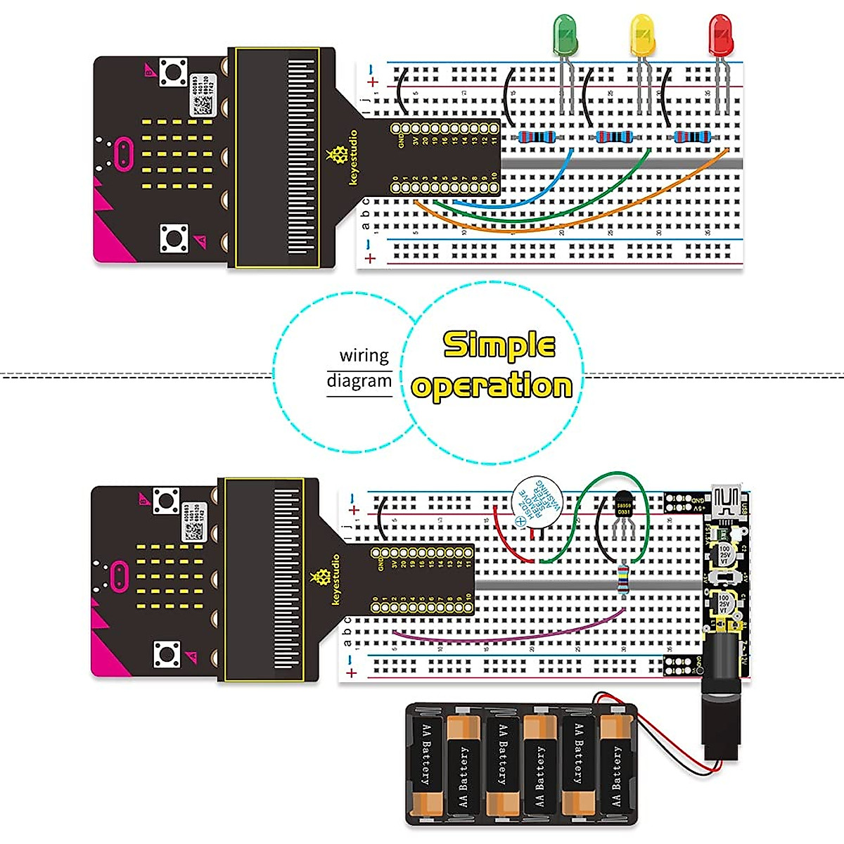 KEYESTUDIO Basic Starter Kit for Microbit V2.2 V1.5 (Not Included), with 35 Projects Tutorial, i2c LCD, 5V Relay, LED Matrix, Breadboard Components Great for STEM Programming Education