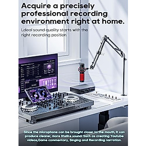 CACENCAN Boom Arm, 360° Rotatable Microphone Stand with Desk Mount, Foldable Desk Mic Arm with 3/8'' to 5/8'' Screw Adapter, Microphone Arm for Live Streaming, Gaming, Podcasting[Heightened Version]
