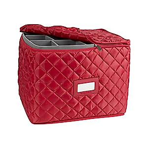 Covermates Keepsakes - Adjustable Glassware Storage - Padded Protection - ID Window - Stain Resistant - Machine Washable - China Storage-Red