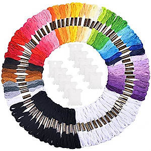 VICOVI 50 Skeins Embroidery Floss Rainbow Colors 30 Skeins White & Black Embroidery Thread for Friendship Bracelet String Cross Stitch DIY String Art with 10 PCS Floss Bobbins