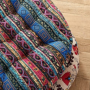 Getmo Resin Meditation Floor Pillow,Large Round Boho Floor Cushion, Mandala Bohemian Floor Pillows Cushion Seating for Yoga Living Room Balcony Office Outdoor Tatami,22x22 Inch,Stripped Blue